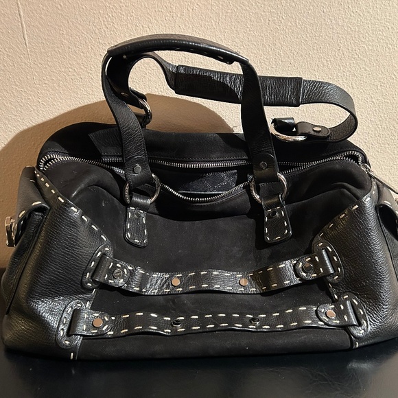 BCBGMaxAzria | Bags | Vintage Bcbg Black Handbag Suede | Poshmark